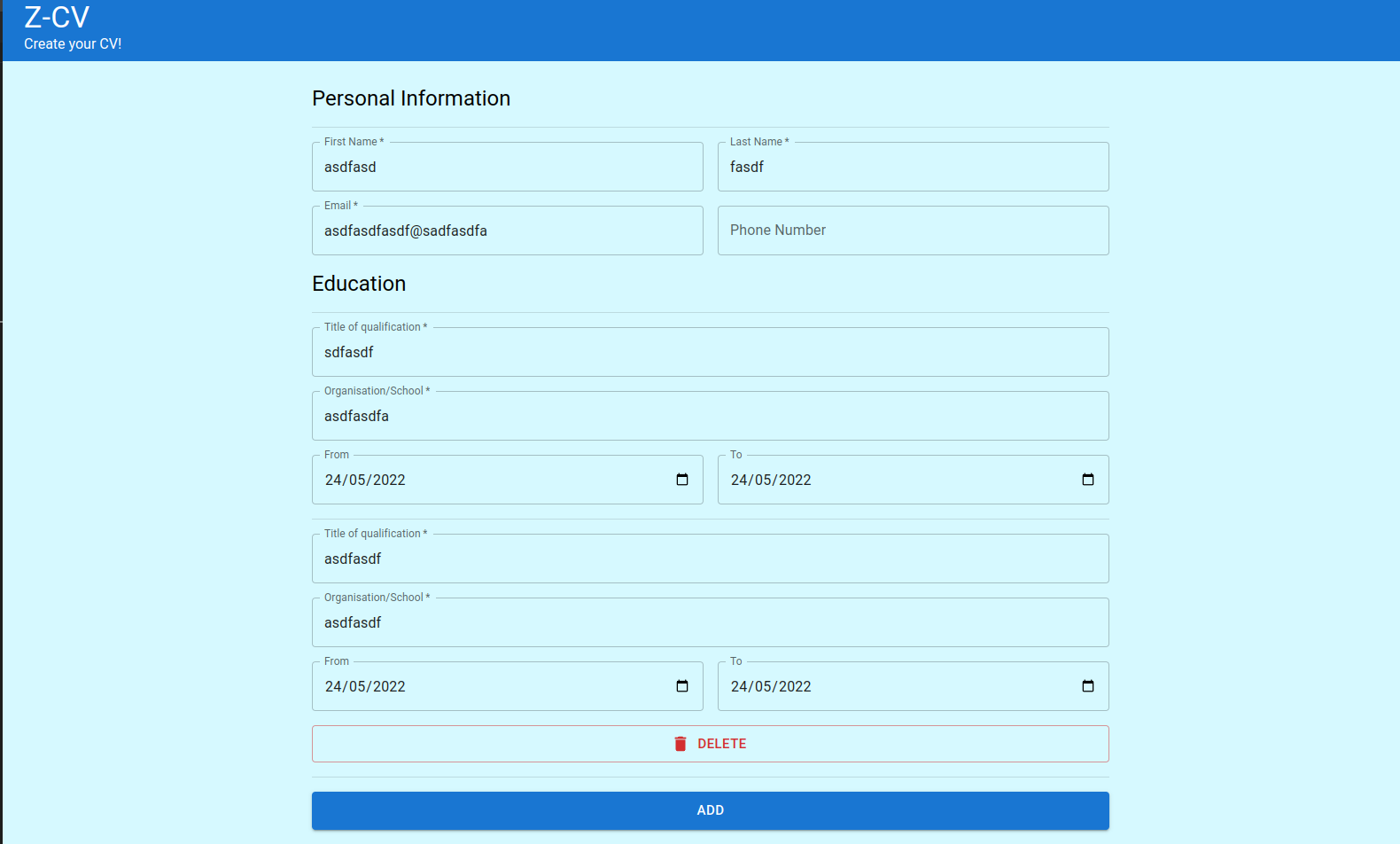 GitHub - zl90/cv-builder: CV builder created with React JS